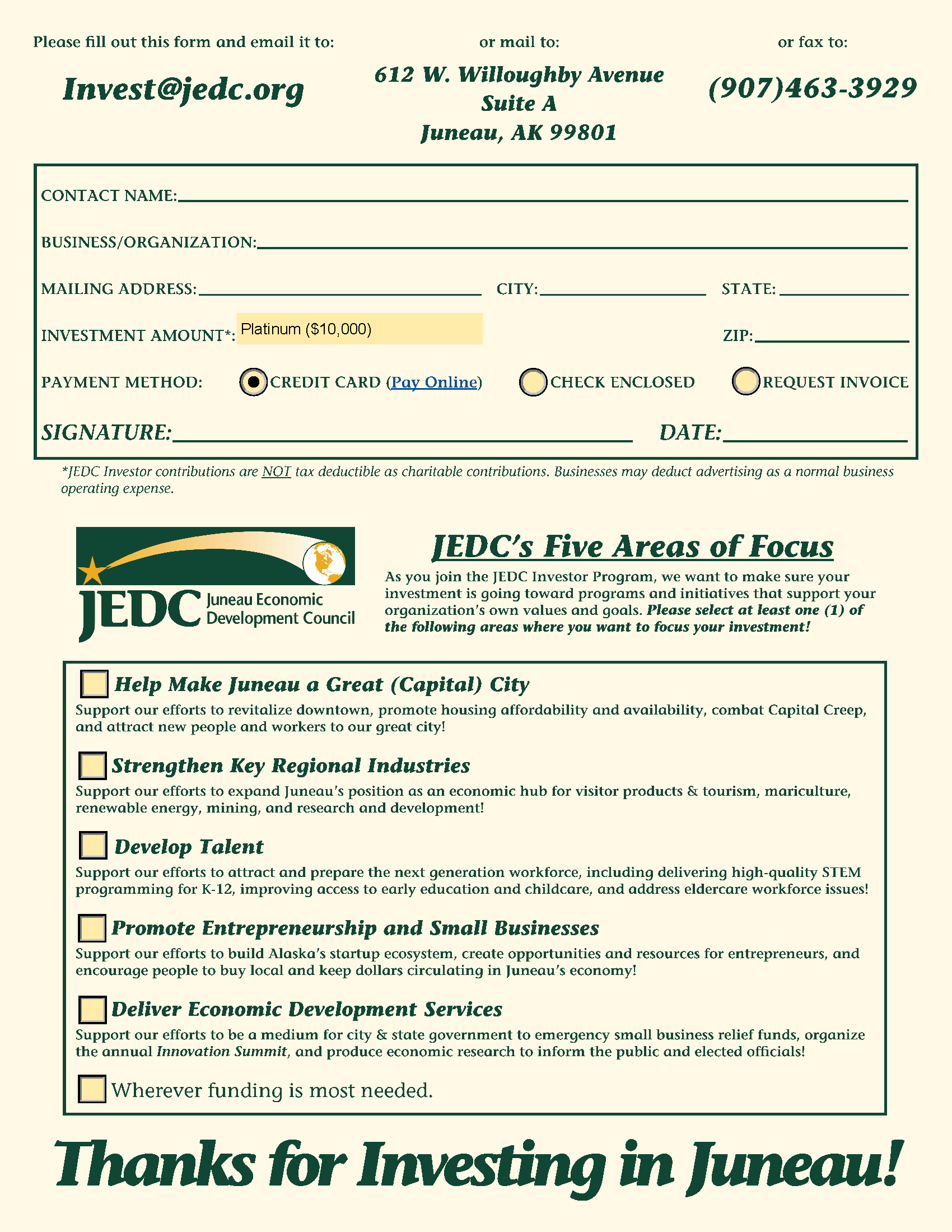 JEDC Investor Program - JEDC